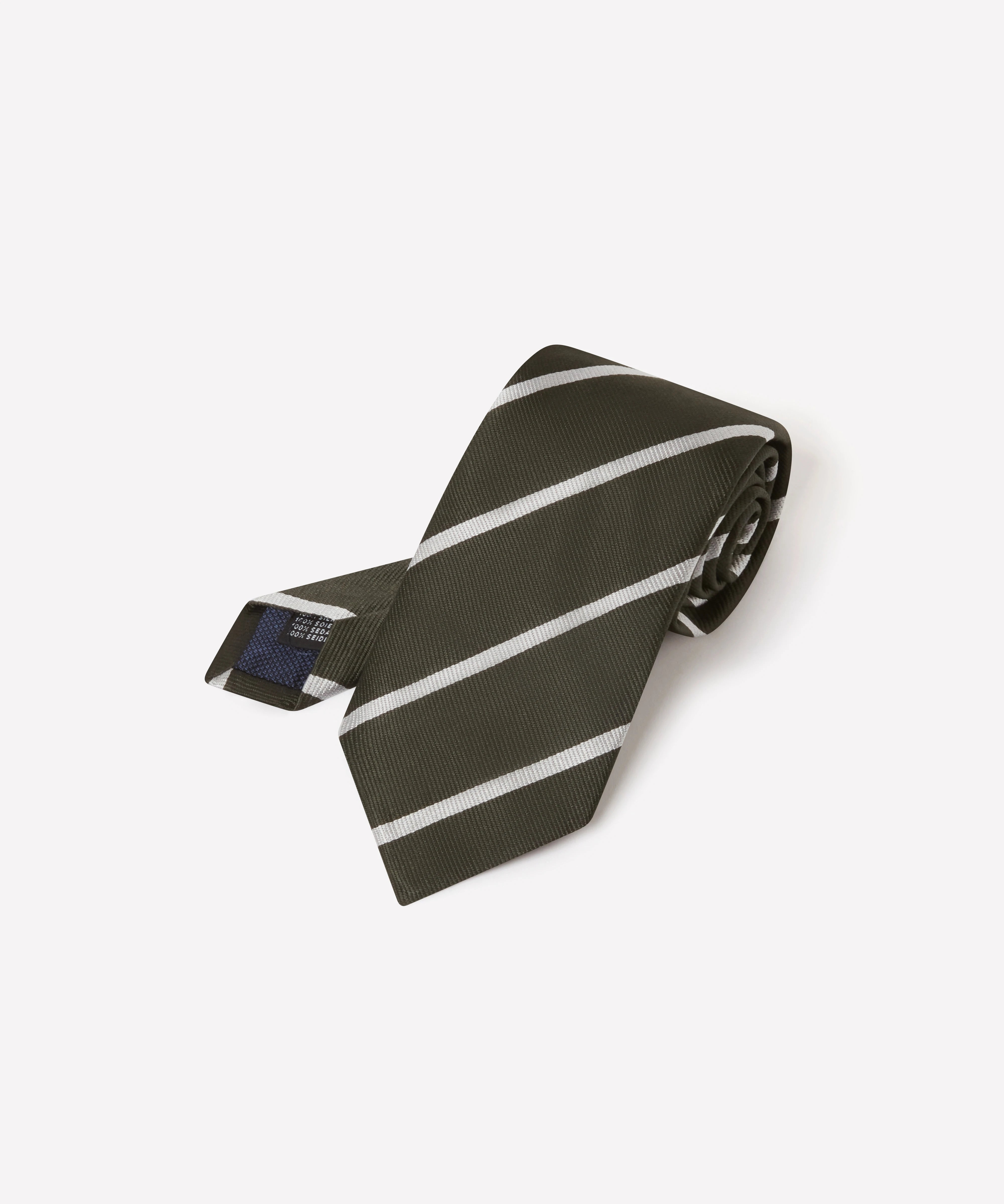 Green & White Single Stripe Silk Woven Tie – Thomas Pink
