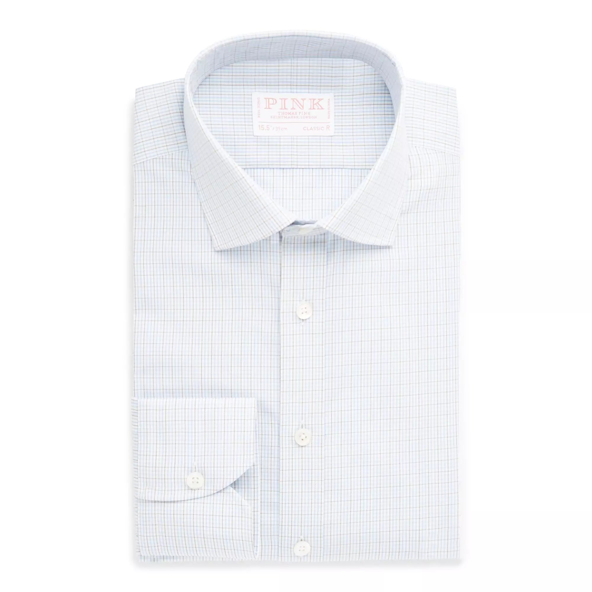 Blue & Brown Classic Fit Alumo Grid Check Formal Shirt – Thomas Pink