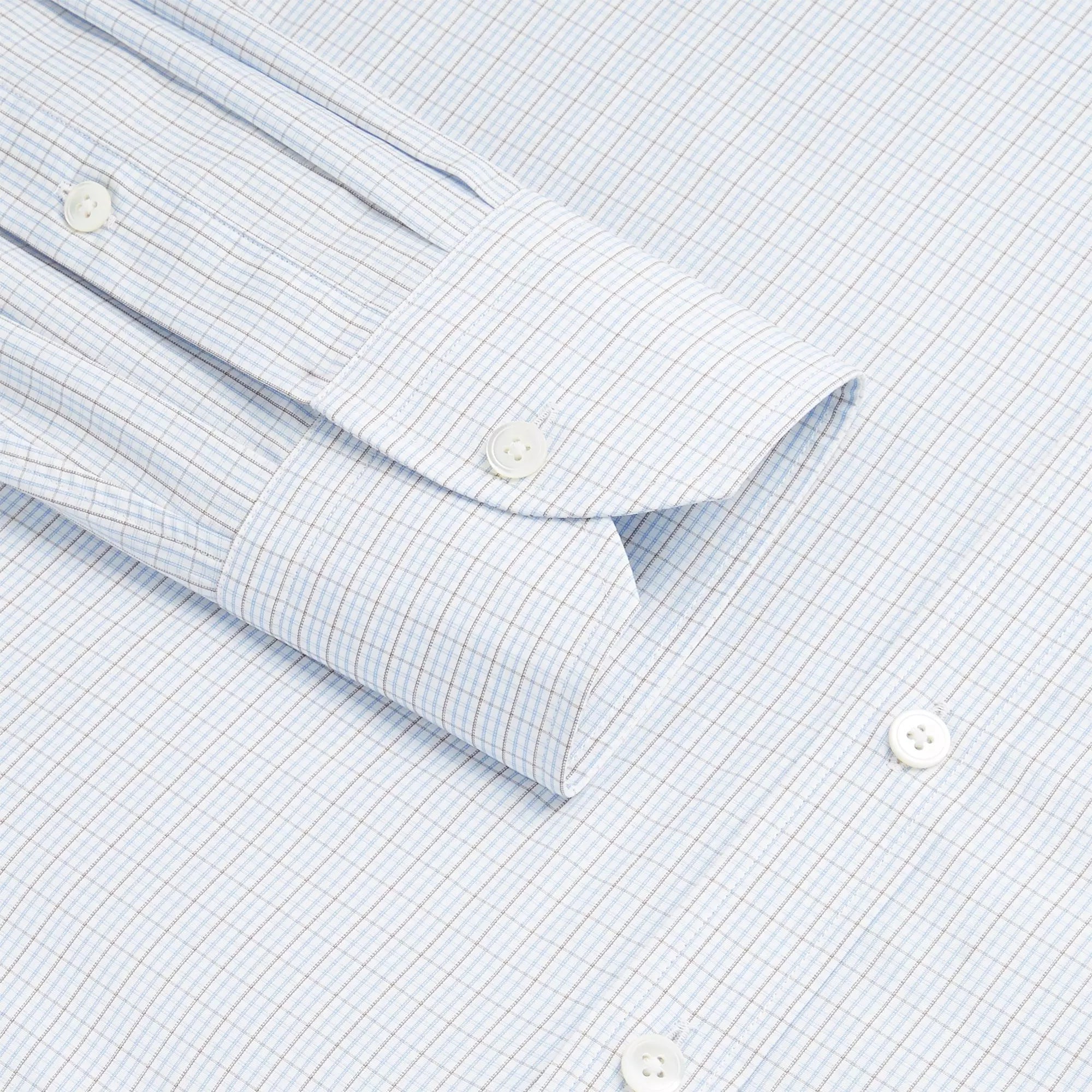 Blue & Brown Classic Fit Alumo Grid Check Formal Shirt – Thomas Pink